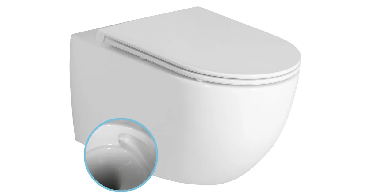 BRUCKNER FULDA závěsná WC mísa, Vortex Rimless, 36x52,5cm, bílá ...