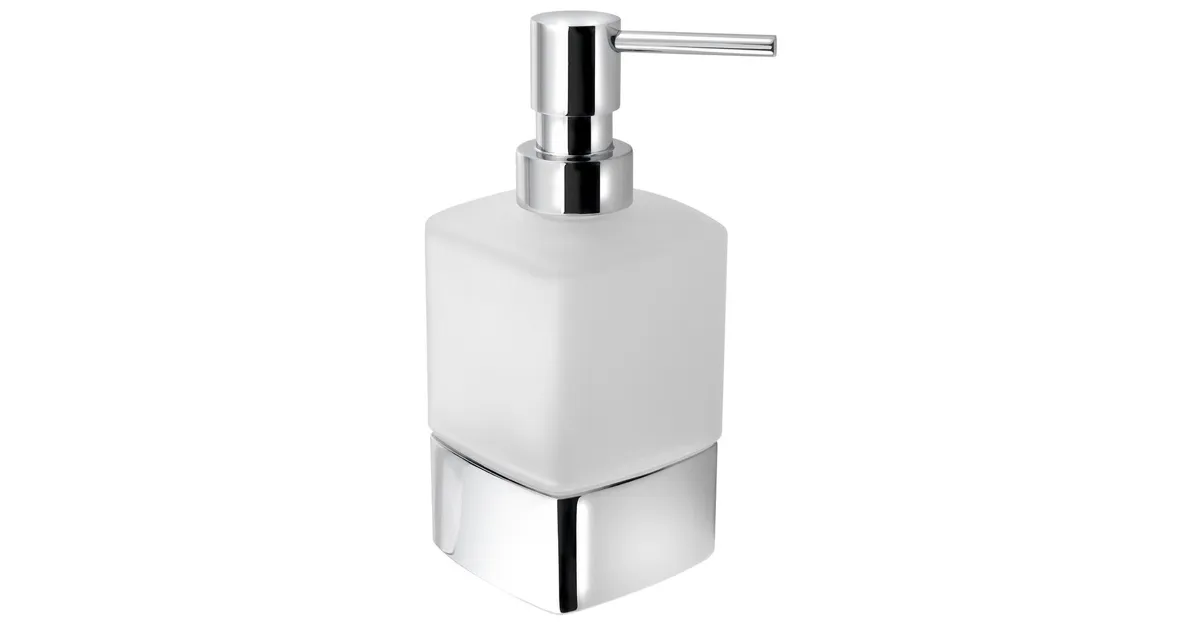 GEDY LOUNGE dávkovač mýdla na postavení, 280 ml, mléčné sklo, chrom ...