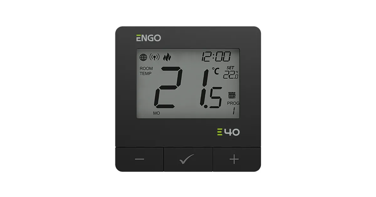 ENGO Controls Chytrý termostat E40-230B ZigBee/868MHz, 230V, černá | TOPENILEVNE.CZ