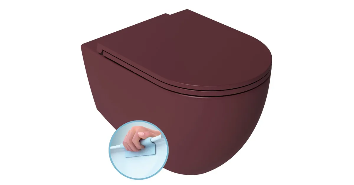 ISVEA INFINITY závěsná WC mísa, Rimless, 36,5x53cm, maroon red ...