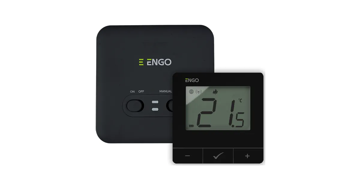 ENGO Controls Bezdrátový termostat E20i-B s ovládáním kotle ON/OFF, Wi-Fi, černý, ENGO Smart ...