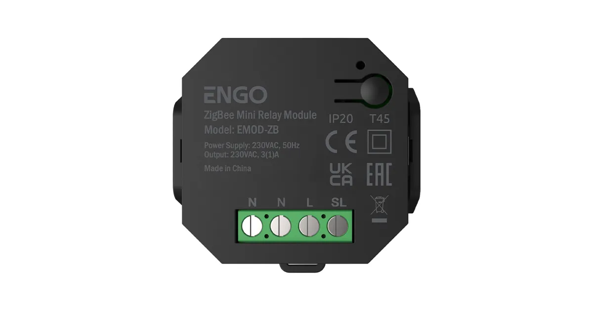ENGO Controls Mini spínací modul s funkcí opakovače EMOD-ZB, 230 V, černý, ENGO Smart, TUYA ...