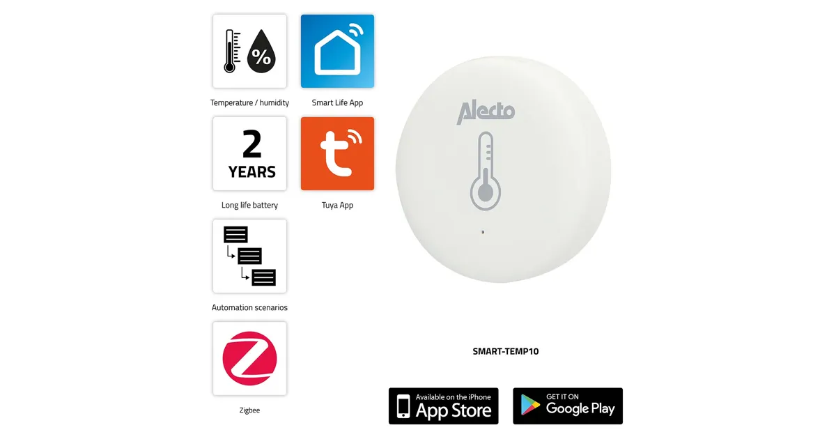 TUYA / SmartLife Senzor teploty a vlhkosti, Smart Zigbee SMART-TEMP10 ...