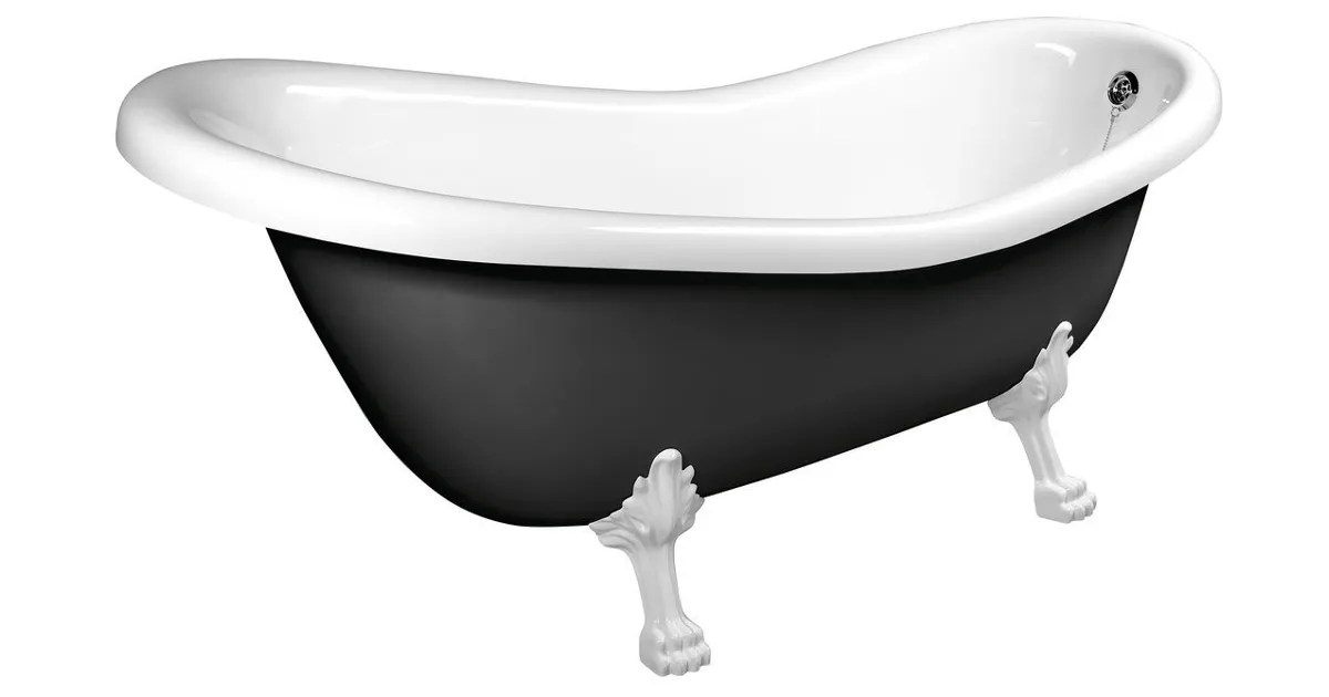 POLYSAN RETRO volně stojící vana 147x69,5x67,5cm, nohy bílé, černá/bílá ...
