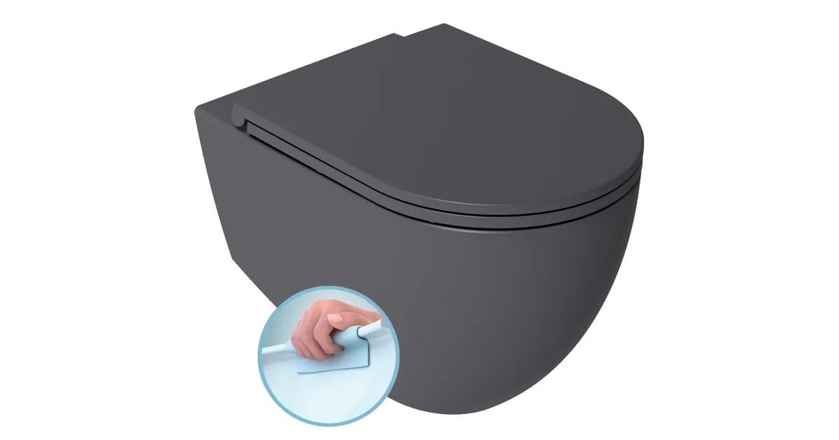 ISVEA INFINITY závěsná WC mísa, Rimless, 36,5x53cm, antracit ...