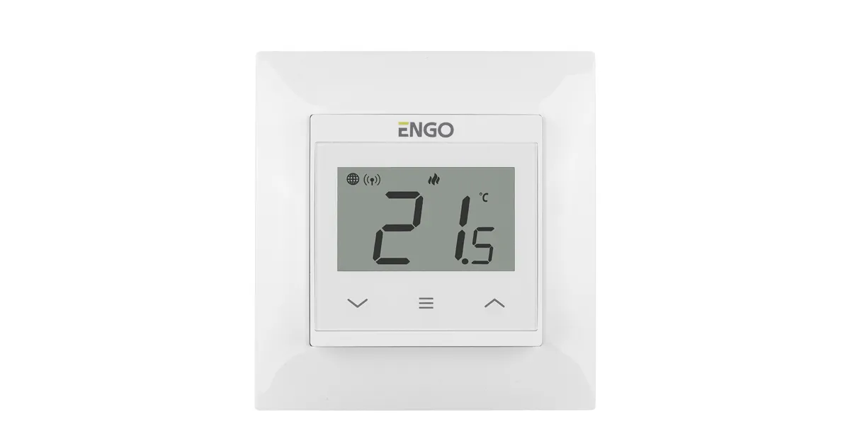 ENGO Controls Wi-Fi termostat E55-W vhodný do rámečku 55x55, bílý, ENGO Smart, TUYA | TOPENILEVNE.CZ